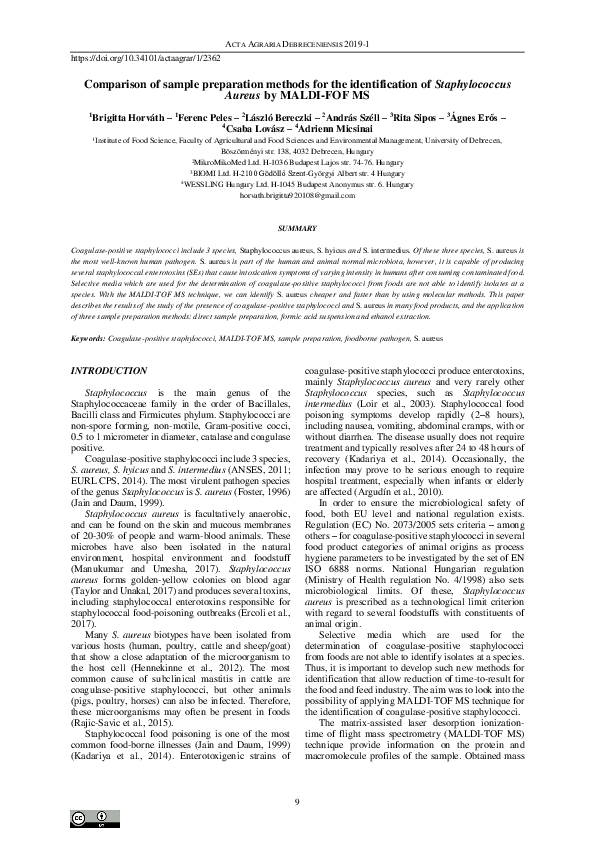 (PDF) Comparison of sample preparation methods for the identification ...