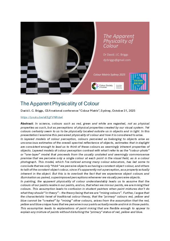 (PDF) The Apparent Physicality of Colour