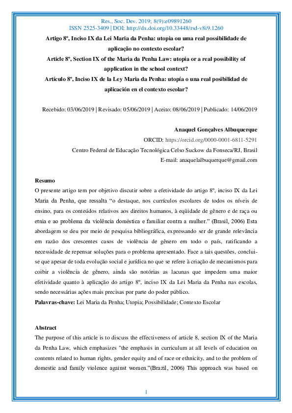 (PDF) Artigo 8º, Inciso IX da Lei Maria da Penha: utopia ou uma real ...