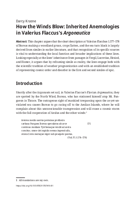 (PDF) How the Winds Blow: Inherited Anemologies in Valerius Flaccus's ...