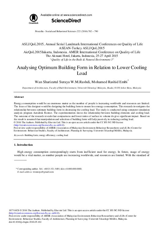 (PDF) Analysing Optimum Building form in Relation to Lower Cooling Load