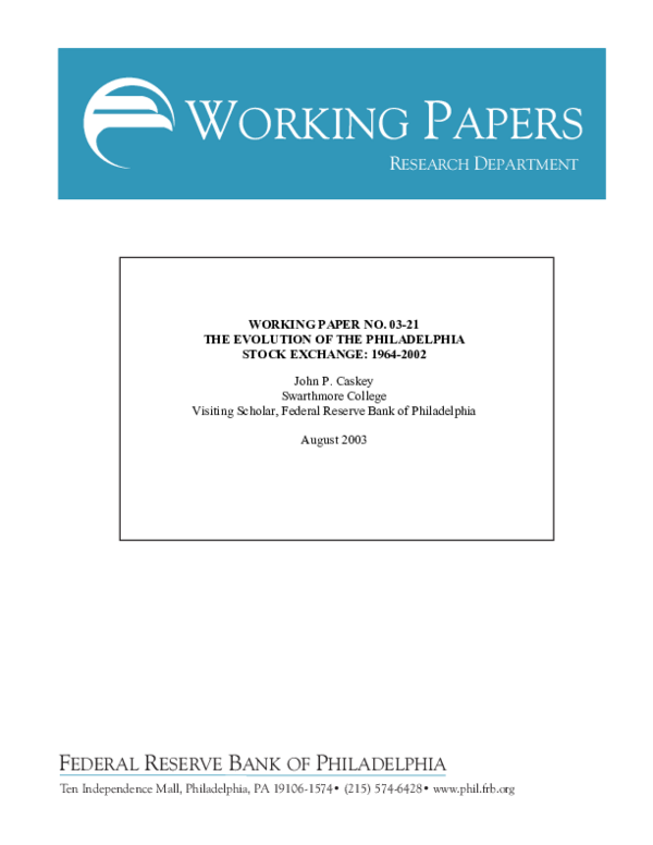 (PDF) The evolution of the Philadelphia Stock Exchange: 1964-2002