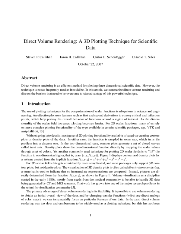 (PDF) Direct Volume Rendering: A 3D Plotting Technique for Scientific Data