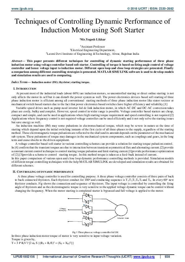 (PDF) Techniques of Controlling Dynamic Performance of Induction Motor ...