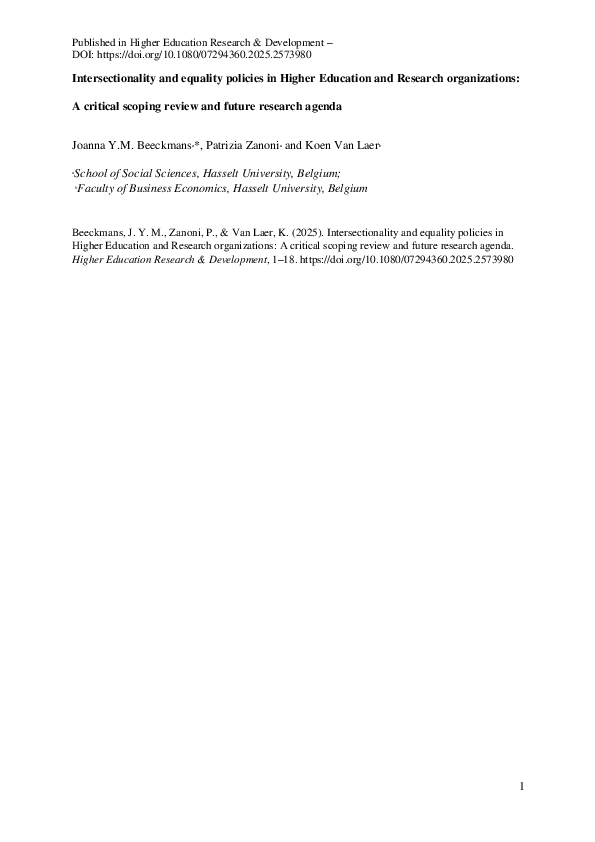 (PDF) Intersectionality and equality policies in Higher Education and ...