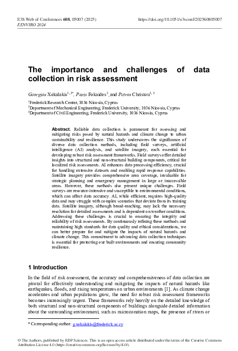 (PDF) The importance and challenges of data collection in risk assessment