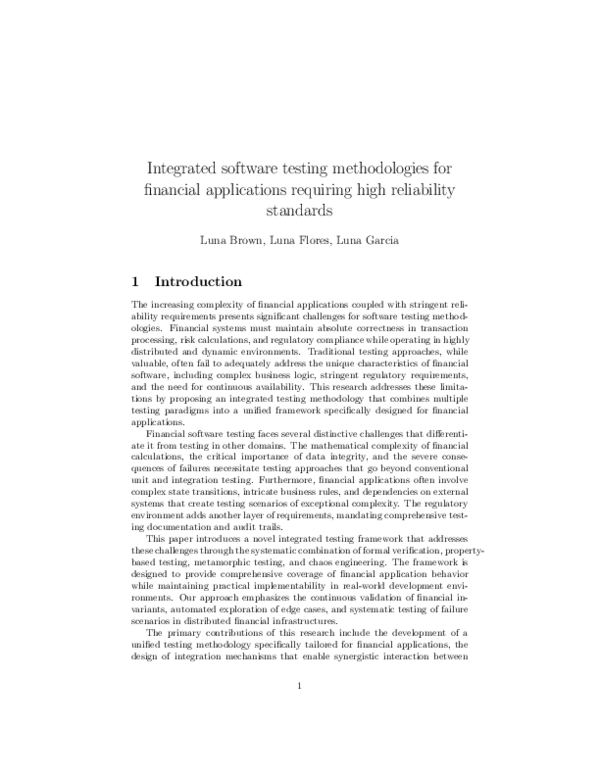 (PDF) Integrated software testing methodologies for financial ...