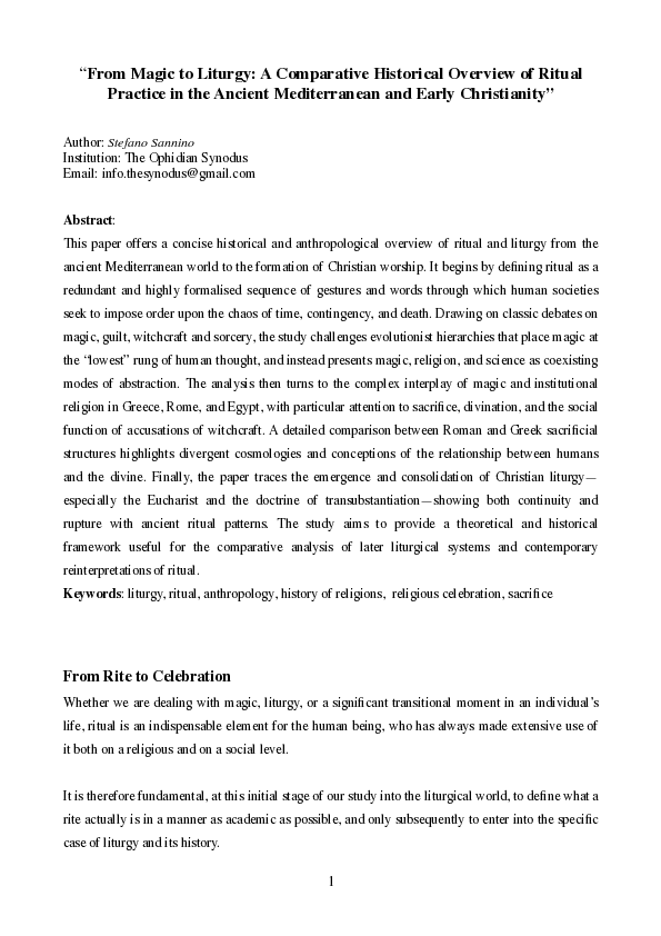 (PDF) "From Magic to Liturgy: A Comparative Historical Overview of ...