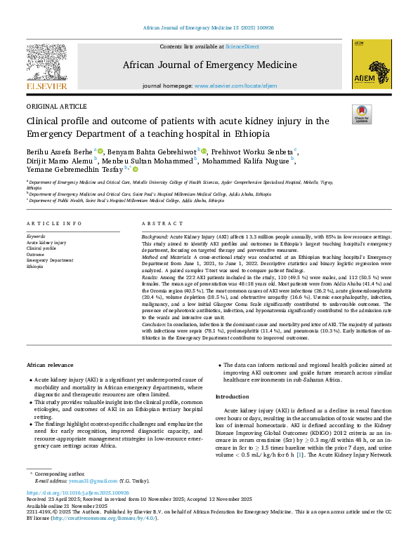 (PDF) Clinical profile and outcome of patients with acute kidney injury ...