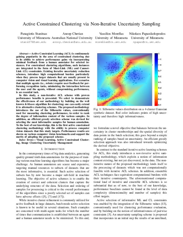 (PDF) Active Constrained Clustering via non-iterative uncertainty sampling
