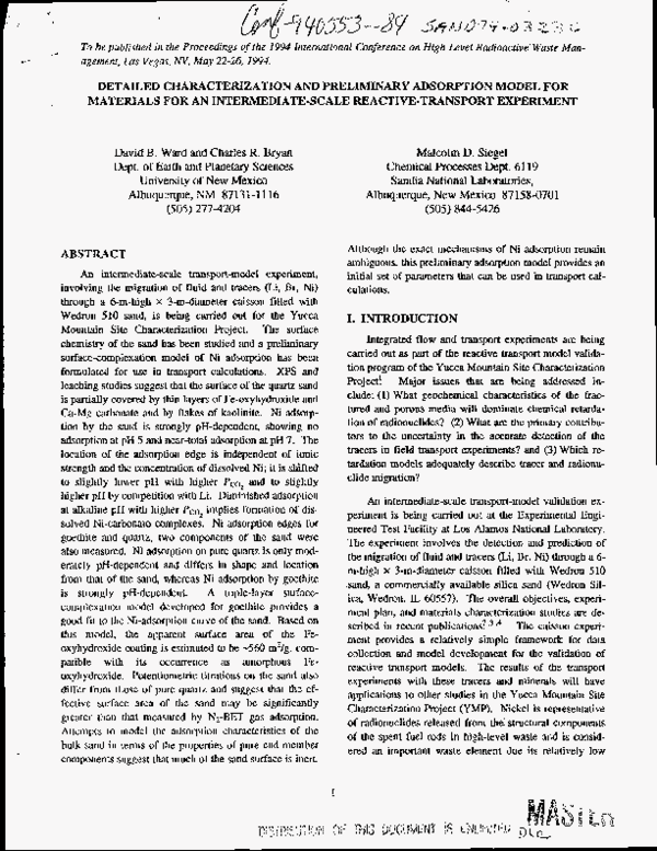(PDF) Detailed characterization and preliminary adsorption model for ...