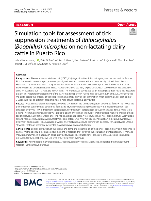 (PDF) Simulation tools for assessment of tick suppression treatments of ...