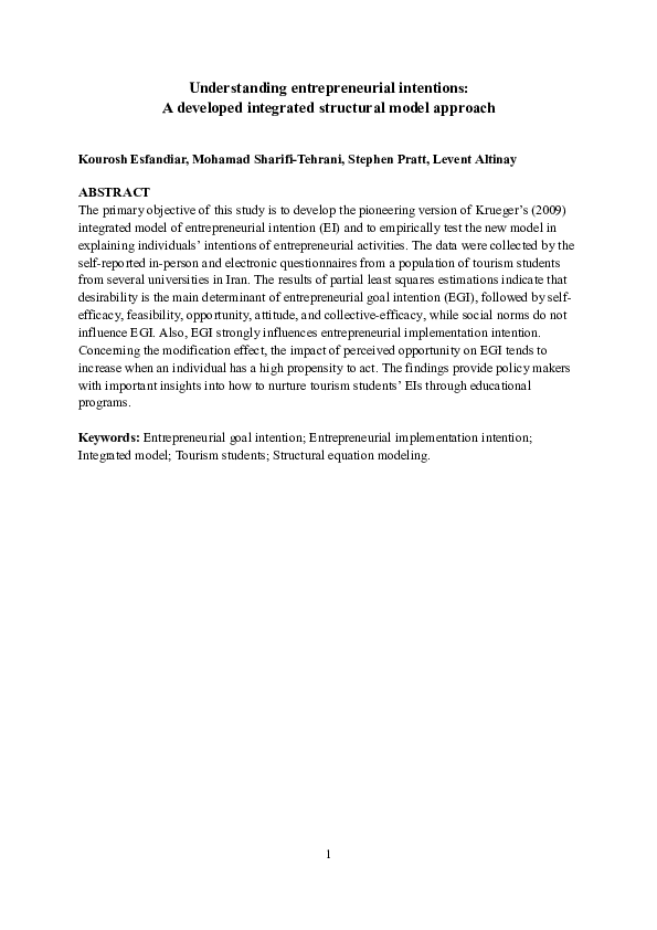 (PDF) Understanding entrepreneurial intentions: A developed integrated ...