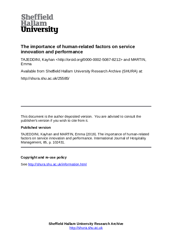 (PDF) The importance of human-related factors on service innovation and ...