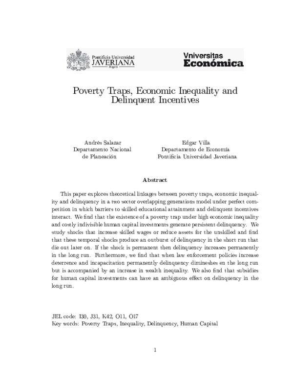 (PDF) Poverty traps, economic inequality and delinquent incentives