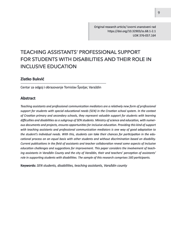 (PDF) Teaching Assistants' professional support for Students with ...