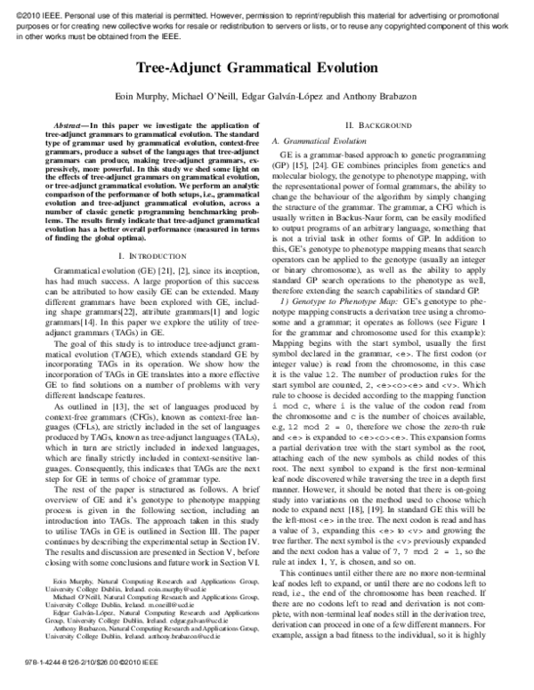 (PDF) Tree-adjunct grammatical evolution