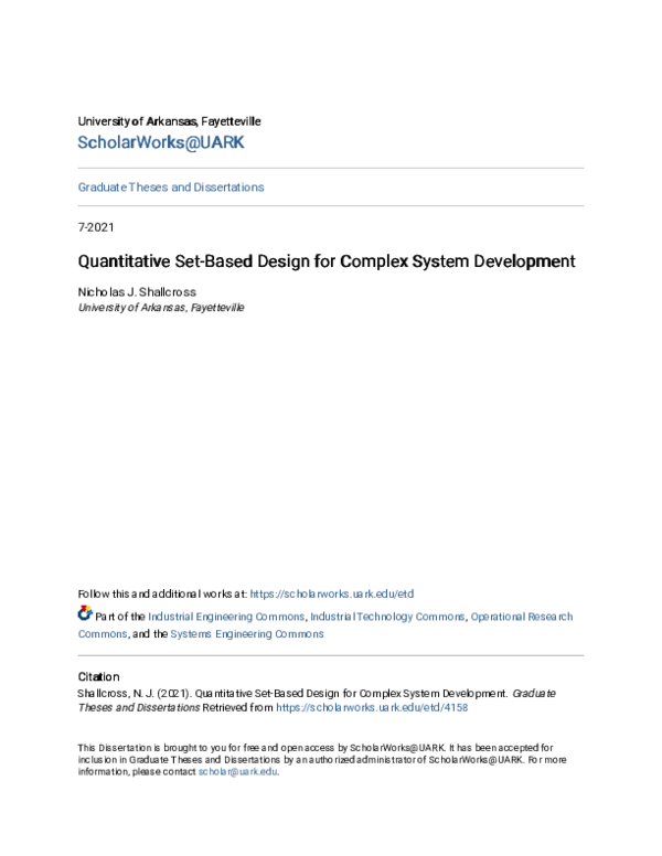 (PDF) Quantitative Set-Based Design for Complex System Development