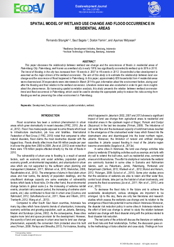 (PDF) Spatial Model of Wetland Use Change and Flood Occurrence in ...