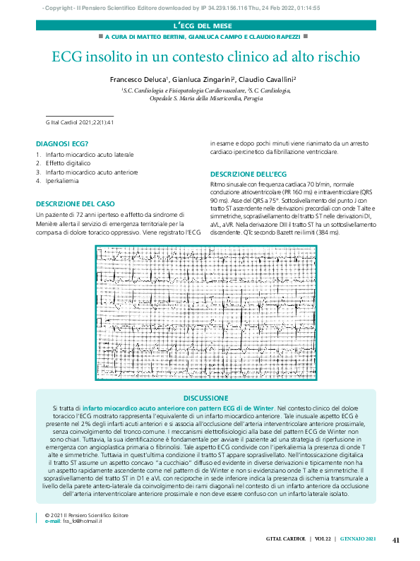 (PDF) [An unusual ECG in a high-risk clinical setting]