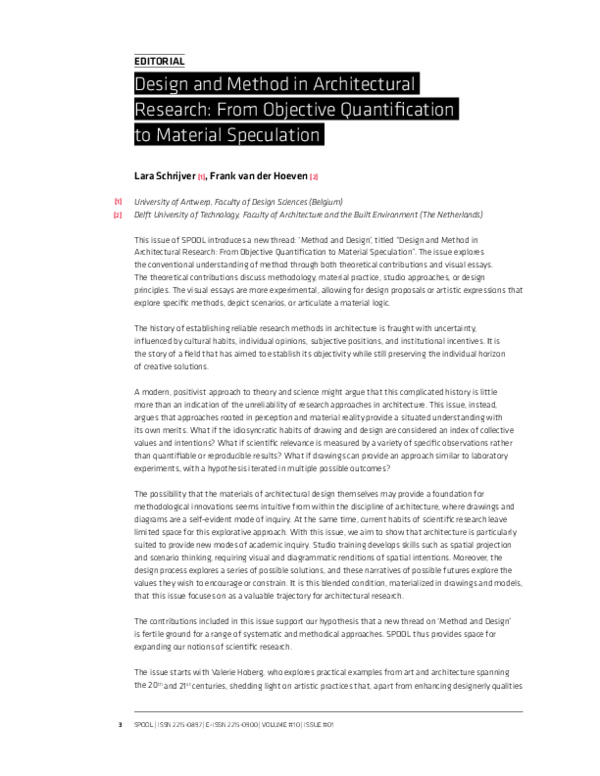 (PDF) Design and Method in Architectural Research