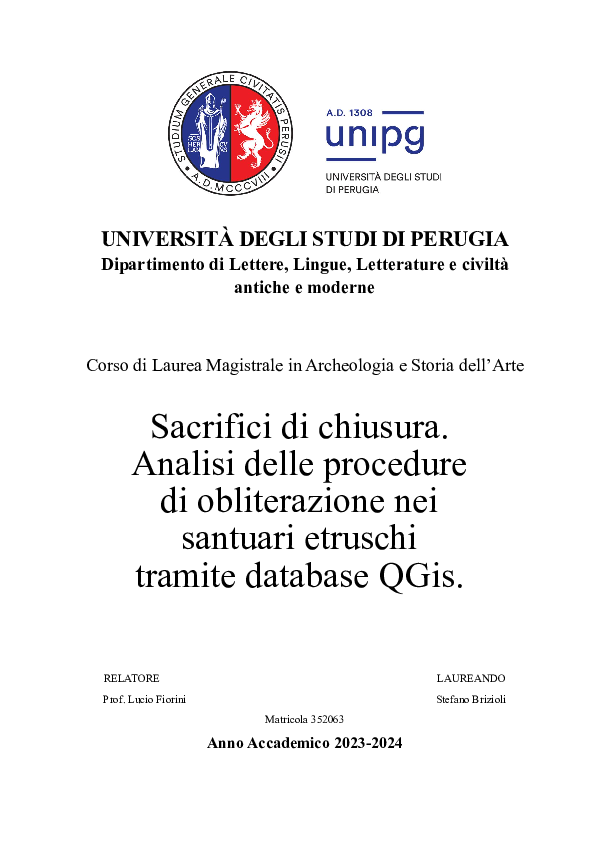 (PDF) Sacrifici di chiusura. Analisi delle procedure di obliterazione ...