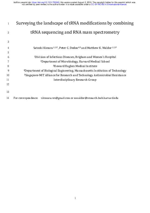 (PDF) Surveying the landscape of tRNA modifications by combining tRNA ...