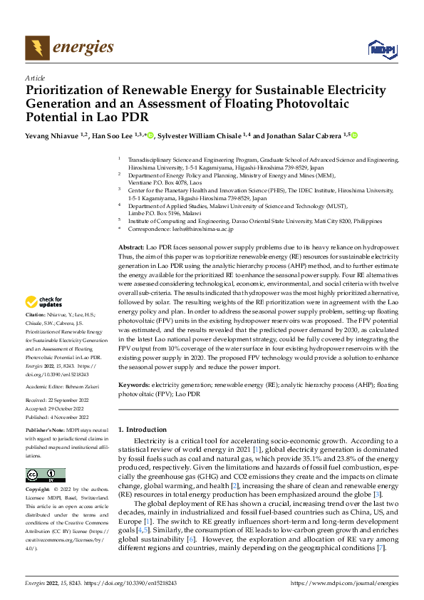 (PDF) Prioritization of Renewable Energy for Sustainable Electricity ...