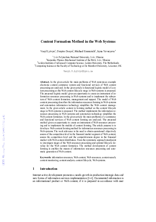 (PDF) Content Formation Method in the Web Systems