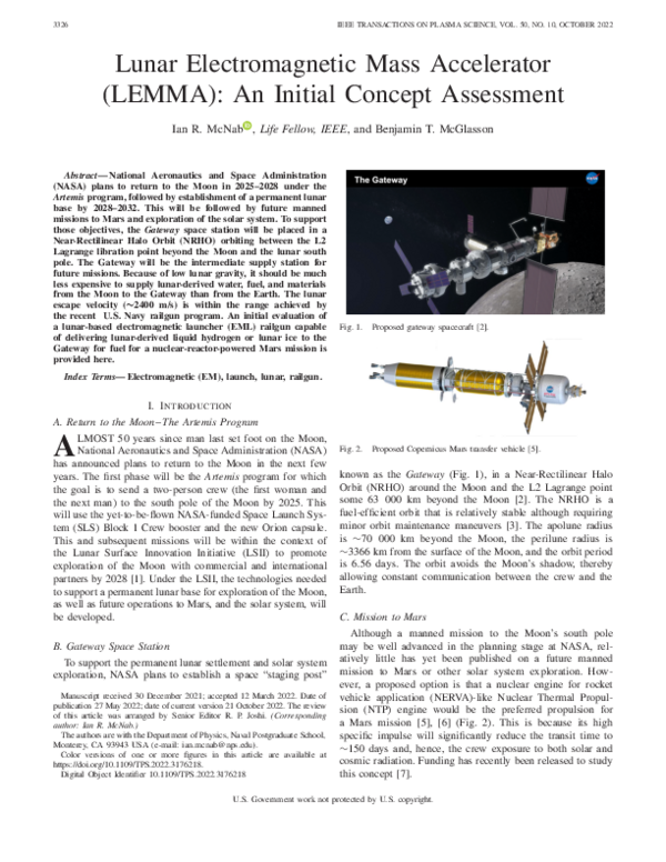 (PDF) Lunar Electromagnetic Mass Accelerator (LEMMA): An Initial ...