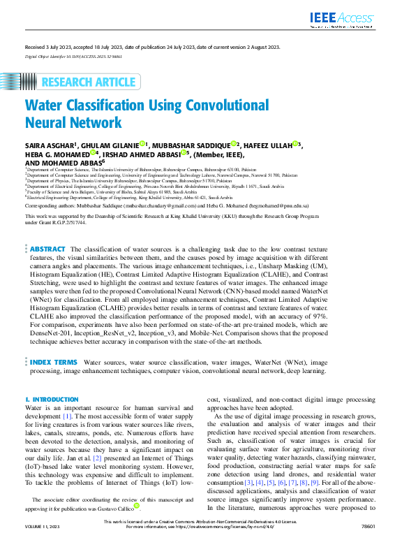 (PDF) Water Classification Using Convolutional Neural Network