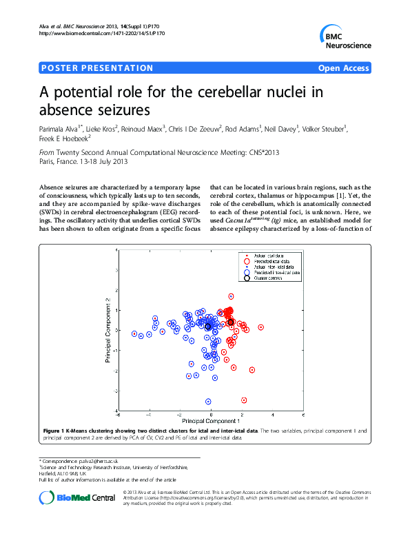 (PDF) A potential role for the cerebellar nuclei in absence seizures