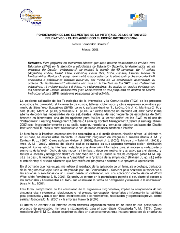 (PDF) Ponderación de los elementos de la interface de los sitios web ...