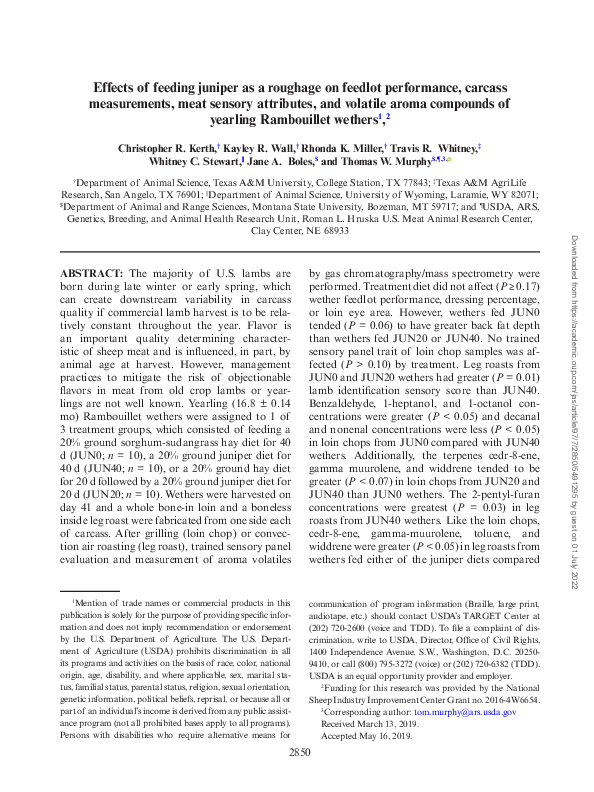 (PDF) Effects of feeding juniper as a roughage on feedlot performance ...