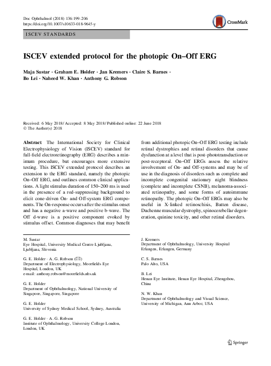 (PDF) ISCEV extended protocol for the photopic On–Off ERG