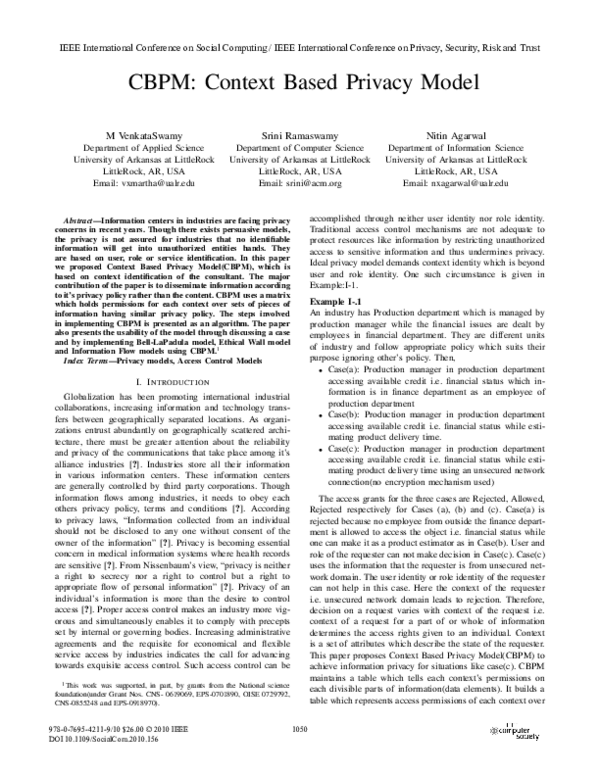 (PDF) CBPM: Context Based Privacy Model