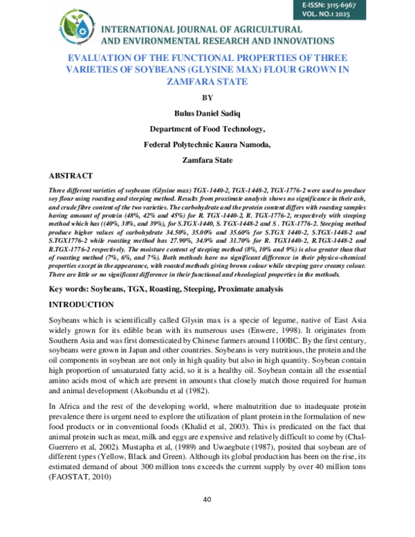 (PDF) EVALUATION OF THE FUNCTIONAL PROPERTIES OF THREE VARIETIES OF ...