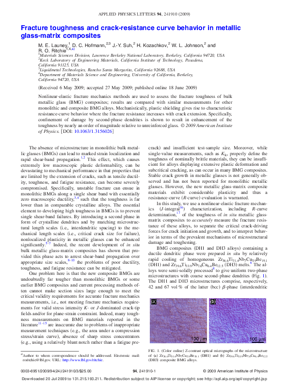 (PDF) Fracture toughness and crack-resistance curve behavior in ...