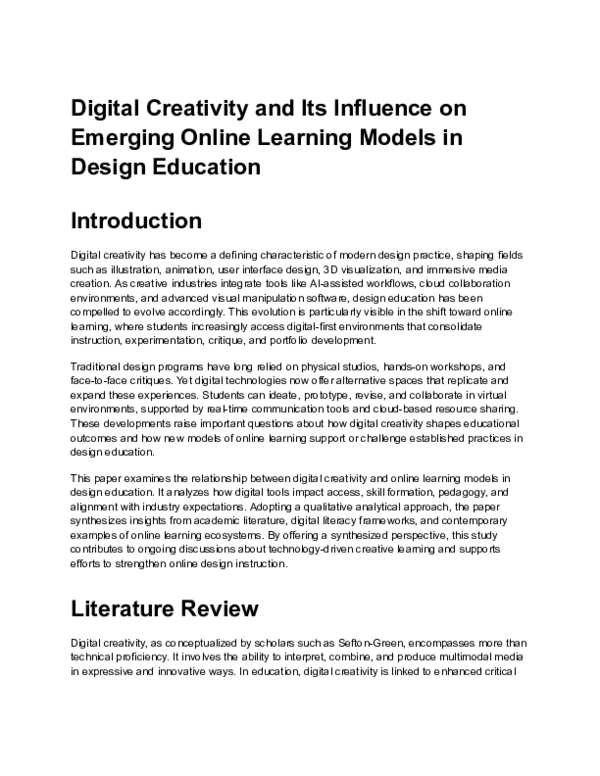 (PDF) Digital Creativity and Its Influence on Emerging Online Learning ...