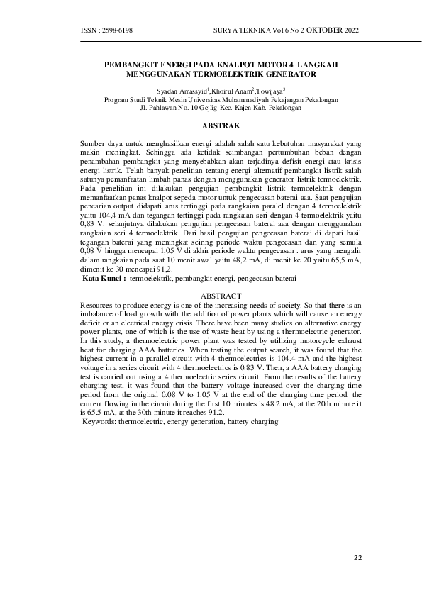 (PDF) Pembangkit Energi Pada Knalpot Motor 4 Langkah Menggunakan ...