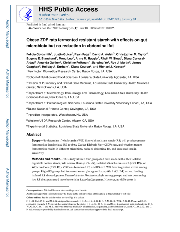 (PDF) Obese ZDF rats fermented resistant starch with effects on gut ...