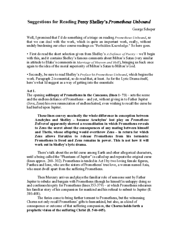 (PDF) Helpful Hints for Reading Percy Shelley's "Prometheus Unbound"