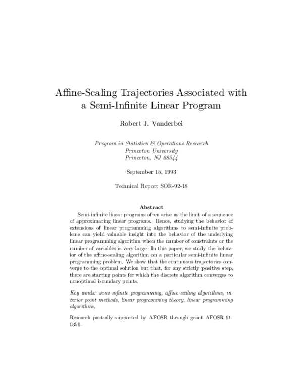 (PDF) Affine-Scaling Trajectories Associated with a Semi-Infinite Linear Program