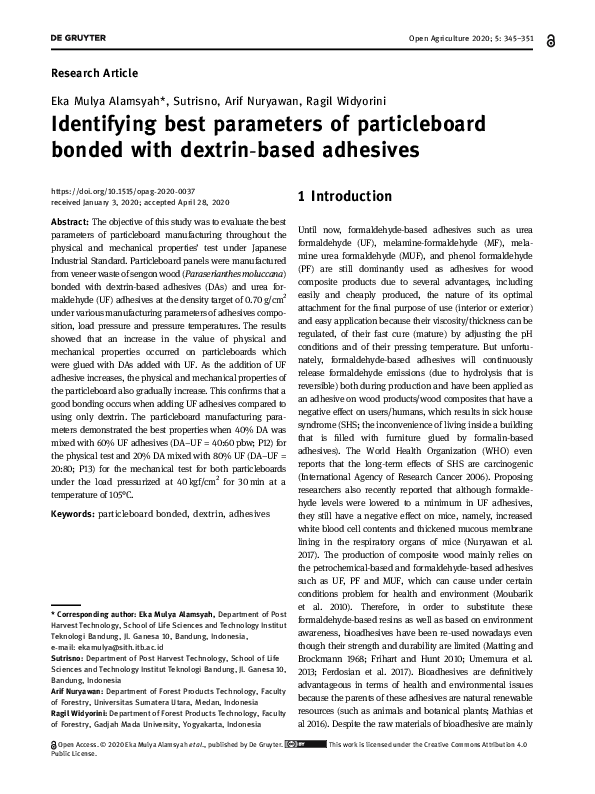 (PDF) Identifying best parameters of particleboard bonded with dextrin ...