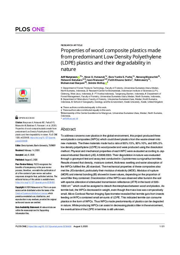 (PDF) Properties of wood composite plastics made from predominant Low ...