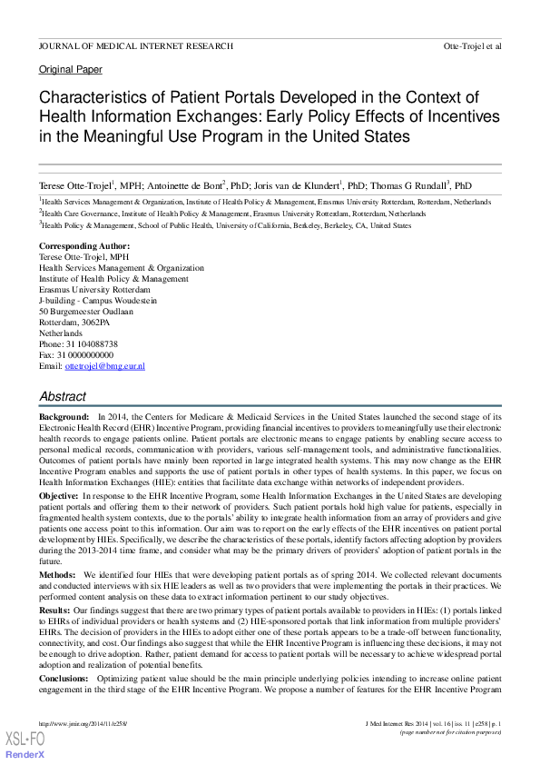 (PDF) Characteristics of Patient Portals Developed in the Context of ...