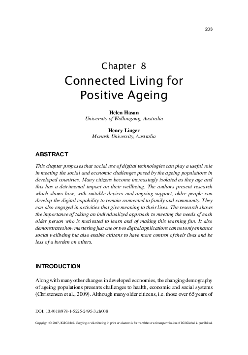(PDF) Connected Living for Positive Ageing