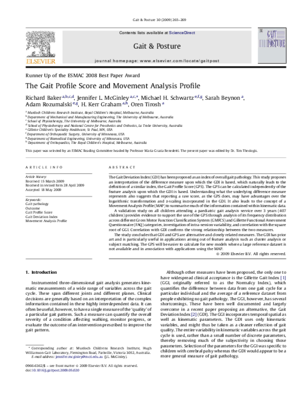 (PDF) The Gait Profile Score and Movement Analysis Profile