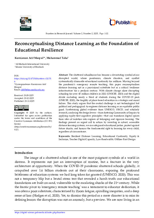 (PDF) Reconceptualising Distance Learning as the Foundation of ...