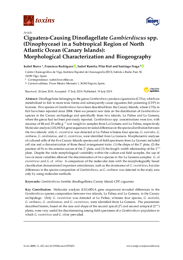(PDF) Ciguatera-Causing Dinoflagellate Gambierdiscus spp. (Dinophyceae ...